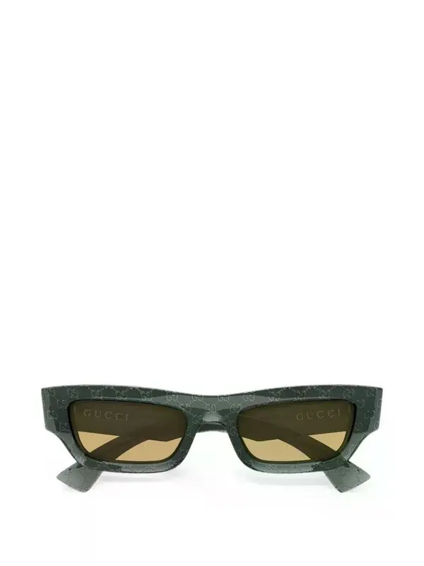 Gucci Monogram-pattern Rectangle-frame Sunglasses - Green