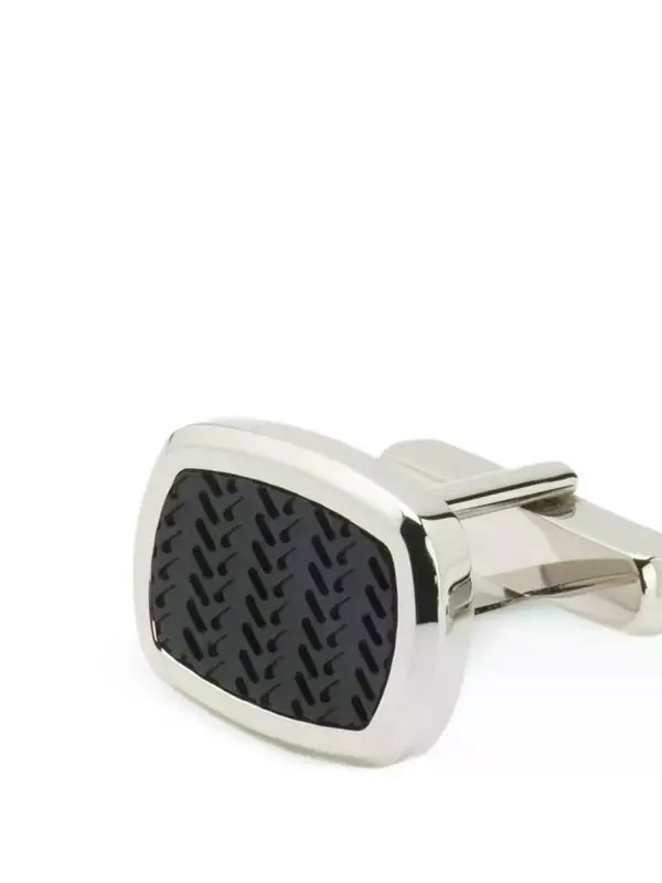 BOSS Herringbone-patterned Rectangular Cufflinks - Silver