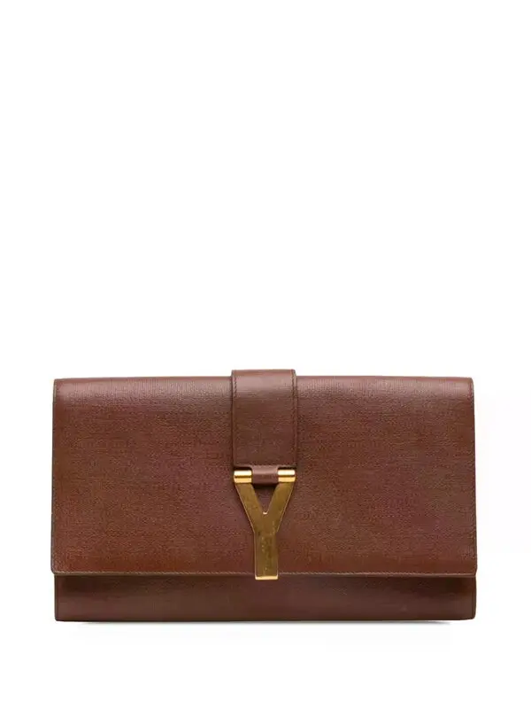 Saint Laurent 20th Century Textured Leather Chyc Ligne Clutch Bag - Brown