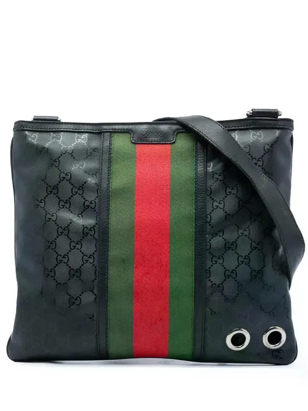 Gucci 2016-2026 Gg Imprime Web Crossbody Bag - Black