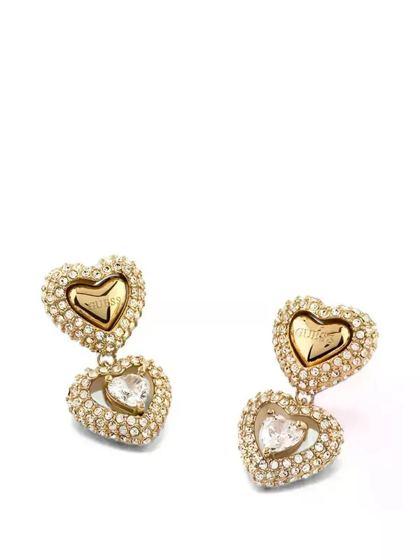 Guess Beloved Crystal-embellished Heart-pendant Earrings