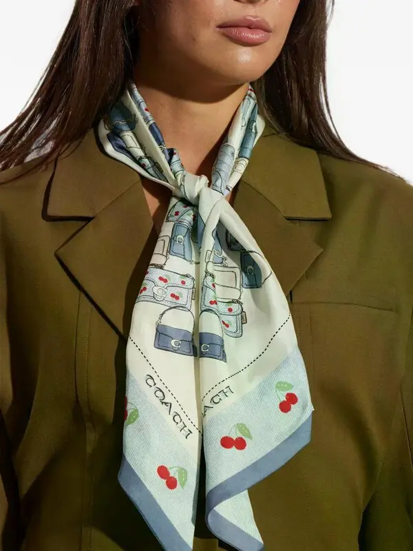 COACH Cherry-print Silk Scarf - White