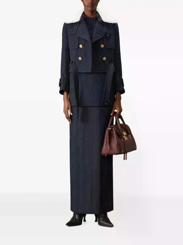 Thom Browne High Twist Wool Cropped Trench - Blue