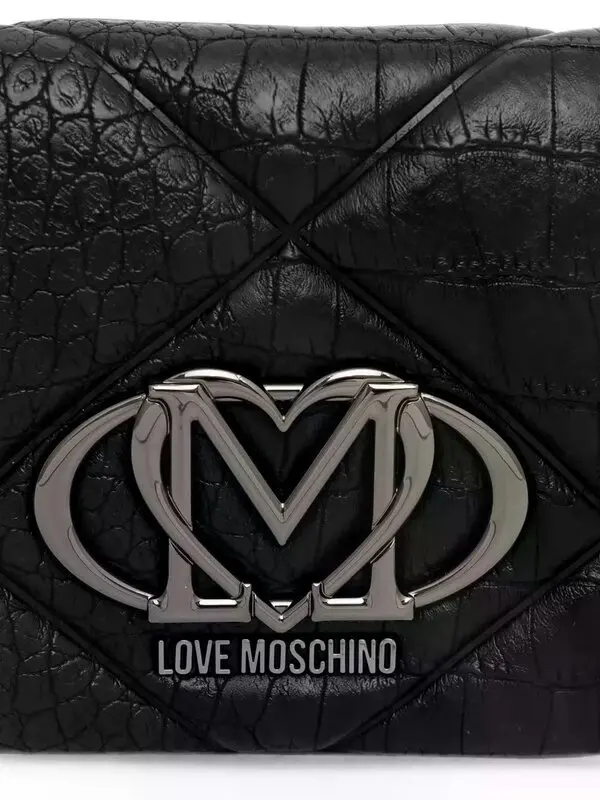 Moschino Quilted Crocodile-effect Cross Body Bag