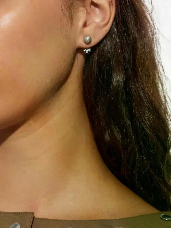 Tory Burch Double T Glass-pearl Earrings - Silver