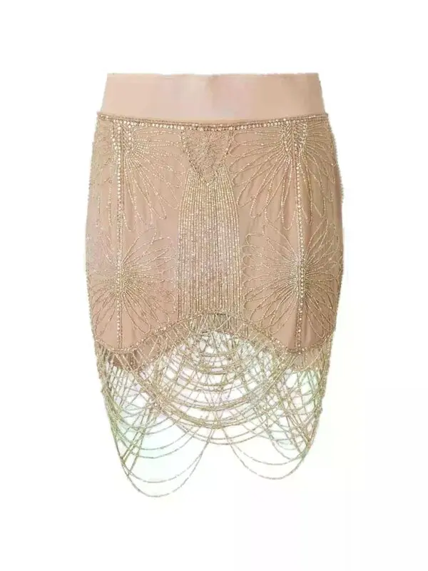 Attico Bead-embellished Petite Chandelier Mini Skirt - Neutrals
