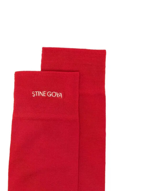 Stine Goya Logo-embroidered Socks - Red