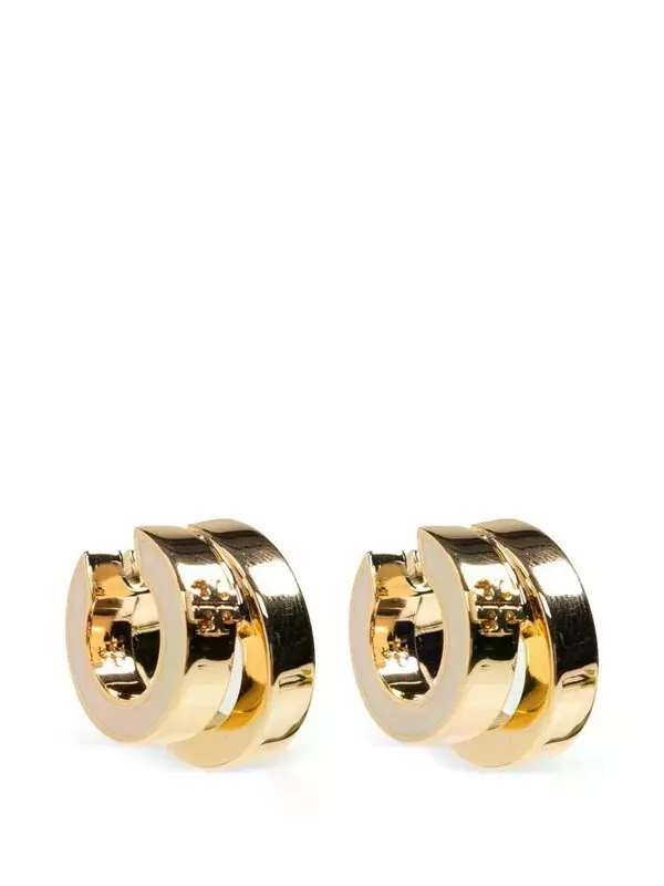 Tory Burch Icon Enamel Double Hoop Earrings - Gold