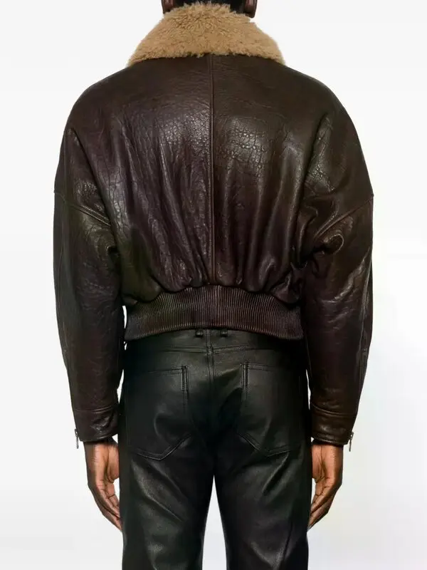 PETAR PETROV Shearling-collar Leather Jacket