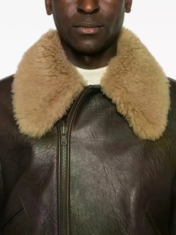 PETAR PETROV Shearling-collar Leather Jacket