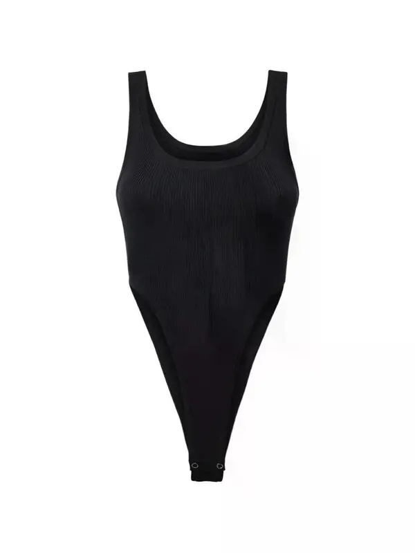 Pinko Ribbed-knit Love Birds Bodysuit - Black