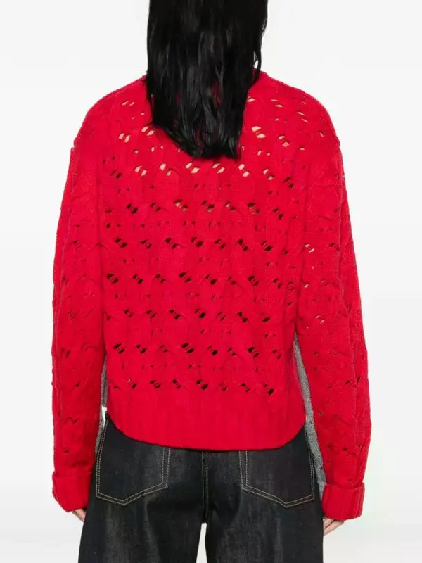 CIRCUS HOTEL Cable-knit Distressed Sweater