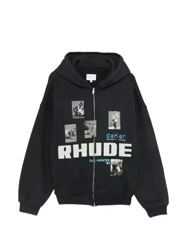 Rhude Winter 91 Rallye Graphic-print Zip-up Hoodie