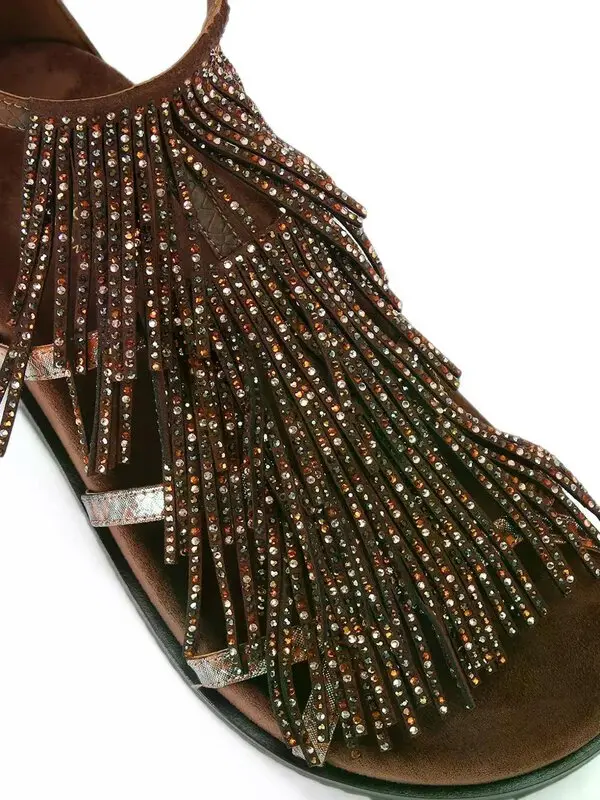 Kurt Geiger Fringe-trimmed Snakeskin-effect Sandals