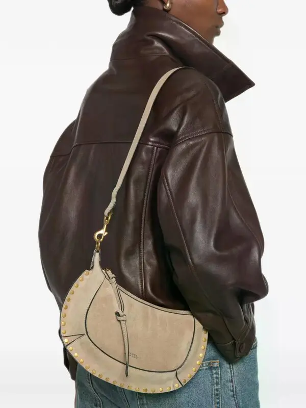 Isabel Marant Étoile Oskan Moon Stud-embellished Shoulder Bag - Neutrals