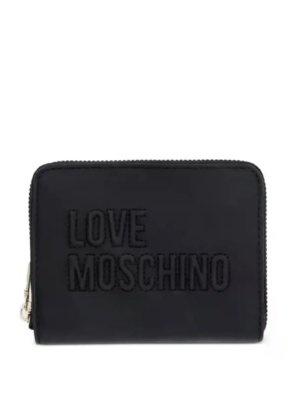 Moschino Logo-embossed Zip-around Wallet - Black