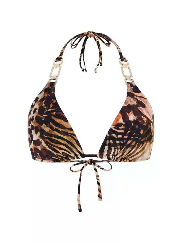 Guess Animal-print Triangle Bikini Top