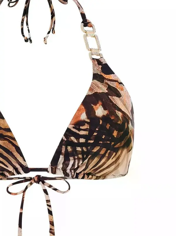 Guess Animal-print Triangle Bikini Top