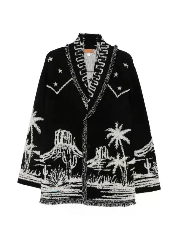 Alanui Intarsia-knit Fringed Cardigan