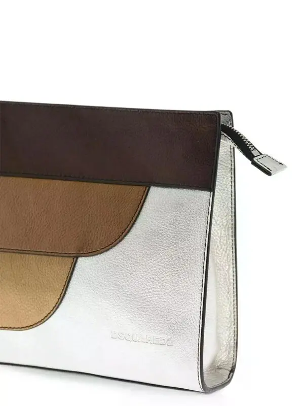 Dsquared2 Hammered-leather Metallic-finish Clutch Bag
