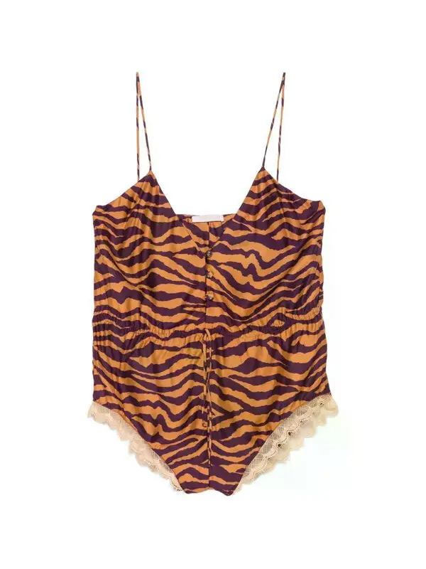 KRISTINA TI Tiger-print Drawstring Top - Purple