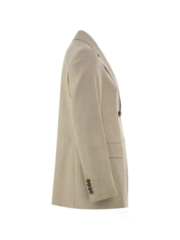 Max Mara Single-breasted Wool Flannel Blazer Beige