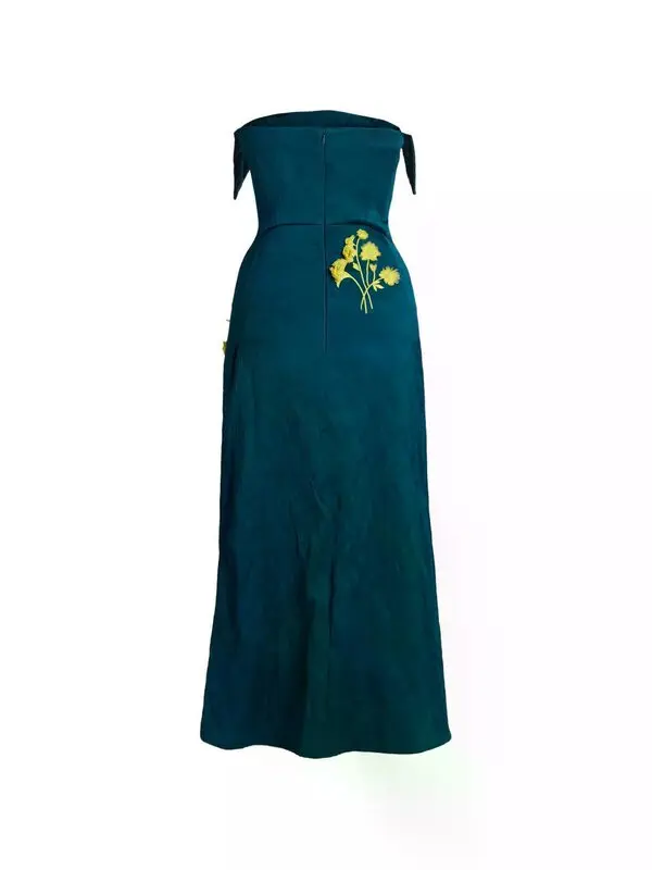 Erdem Embroidered Textured Satin Maxi Dress
