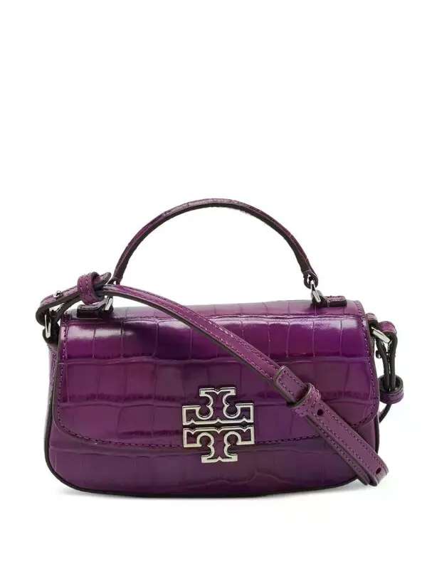 Tory Burch Mini Britten Crocodile-effect Leather Tote Bag - Purple