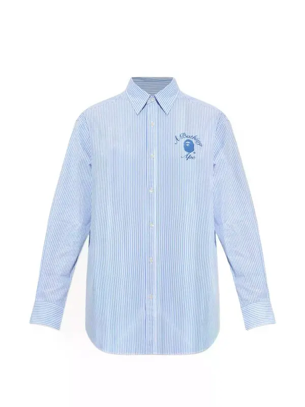 A BATHING APE Embroidered-logo Striped Shirt