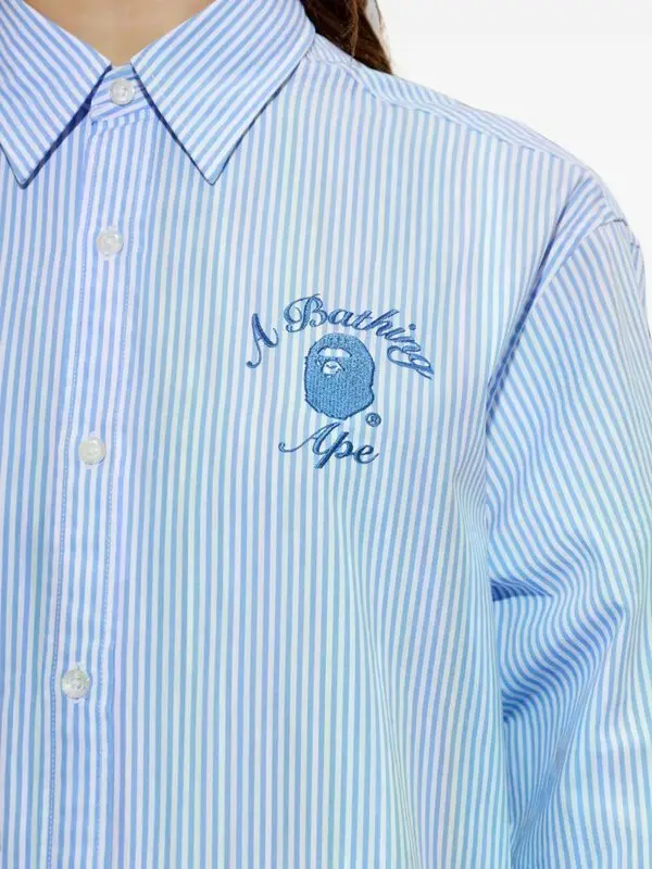 A BATHING APE Embroidered-logo Striped Shirt