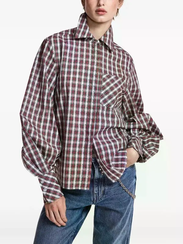 Essentiel Antwerp Kalmia Rhinestone-embellished Checked Shirt