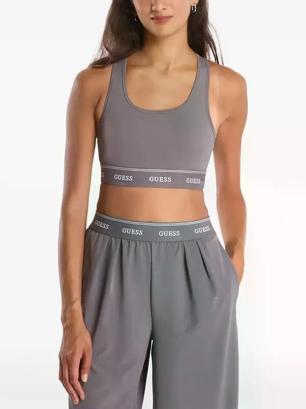 Guess Logo-tape Racerback Bra - Grey