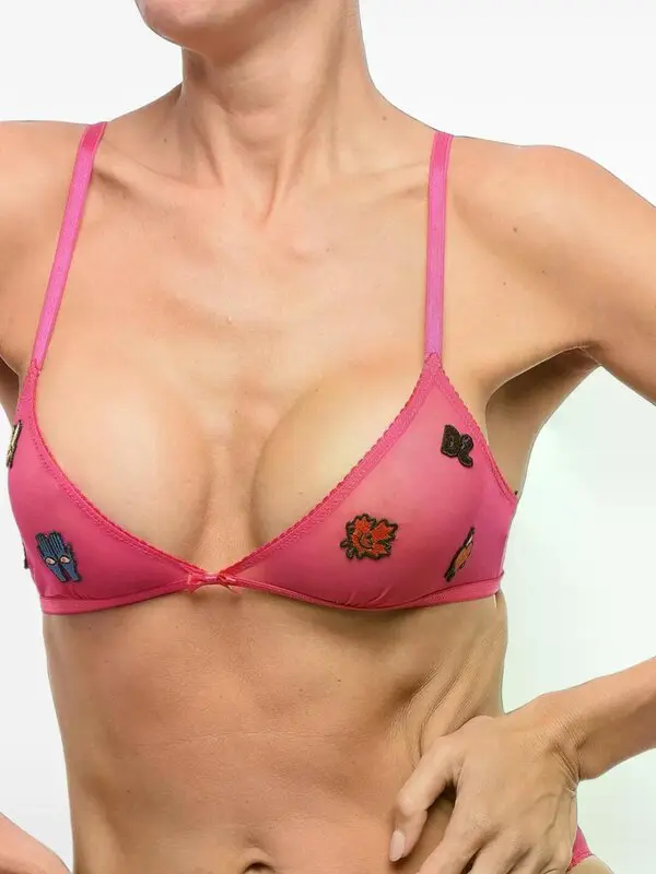 Dsquared2 Embroidered Sheer Triangle Bra