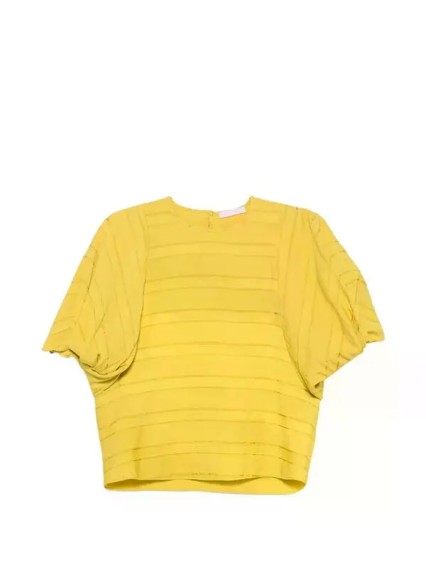 KRISTINA TI Horizontal-stripe Batwing-sleeve Blouse - Yellow