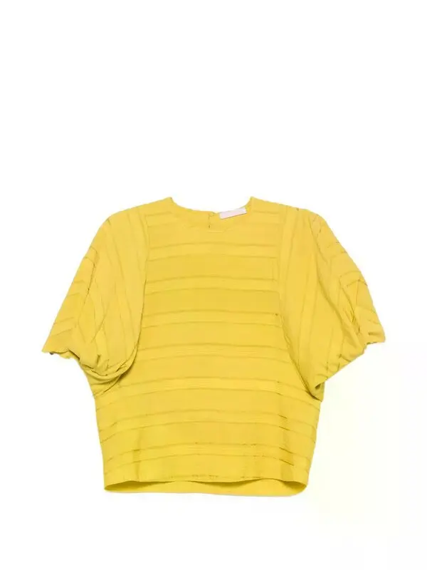 KRISTINA TI Horizontal-stripe Batwing-sleeve Blouse - Yellow