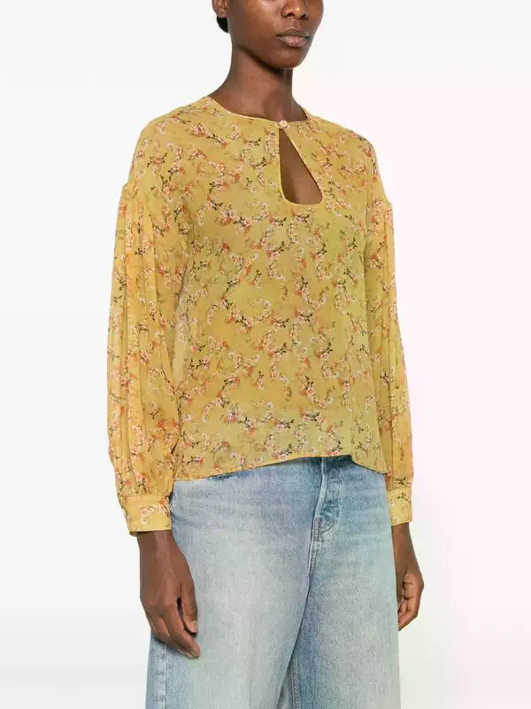 KRISTINA TI Floral-print Keyhole-detail Blouse