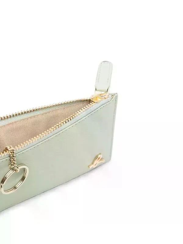 AGNES B. Leather Fragment Card Holder - Green