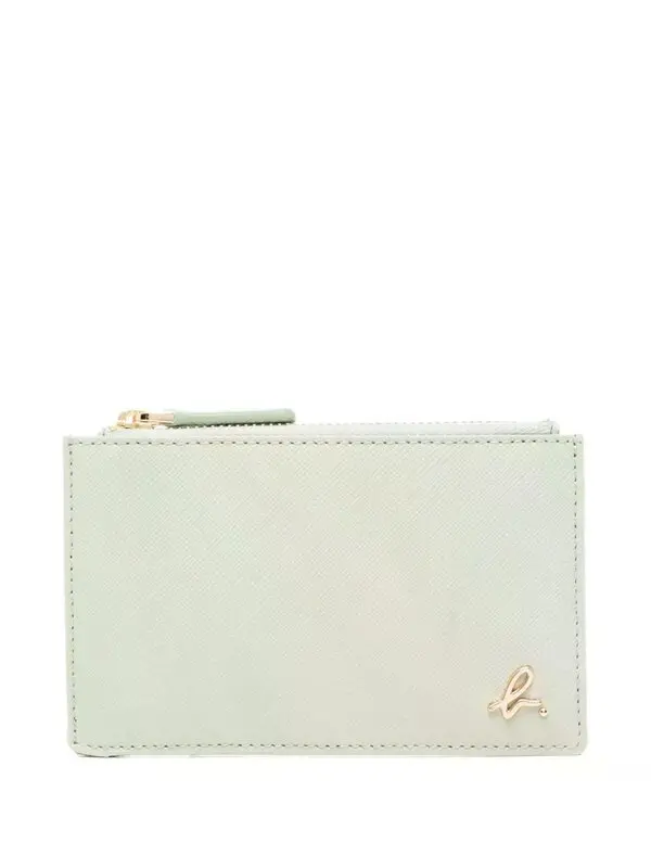 AGNES B. Leather Fragment Card Holder - Green