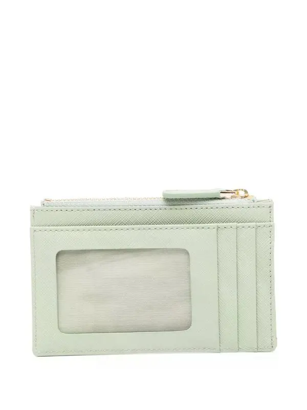 AGNES B. Leather Fragment Card Holder - Green