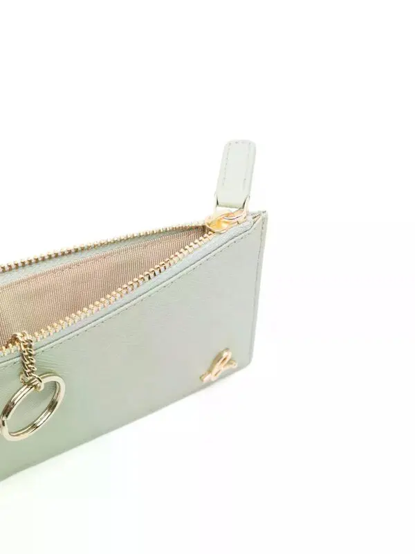AGNES B. Leather Fragment Card Holder - Green