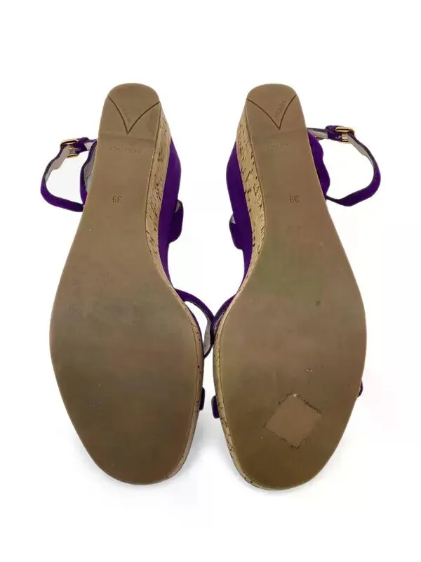 Prada Wavy Strap Wedge Sandals