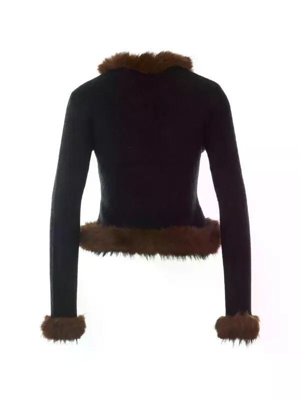 SELF-PORTRAIT Faux Fur Knit Cardigan - Black