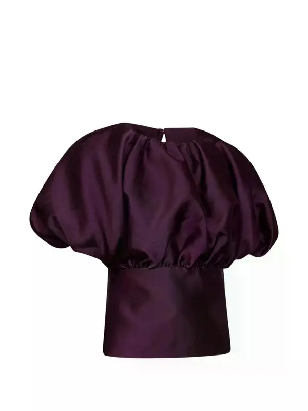 SELF-PORTRAIT Puff-sleeve Cut-out Top - Purple
