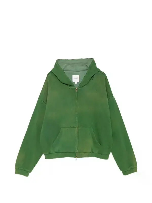 FOUND Distressed Zip-up Hoodie - Green