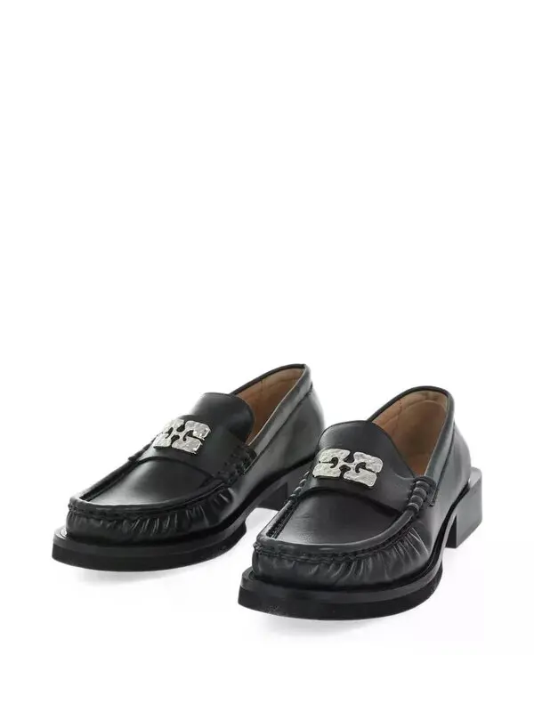 GANNI Logo-plaque Leather Loafers