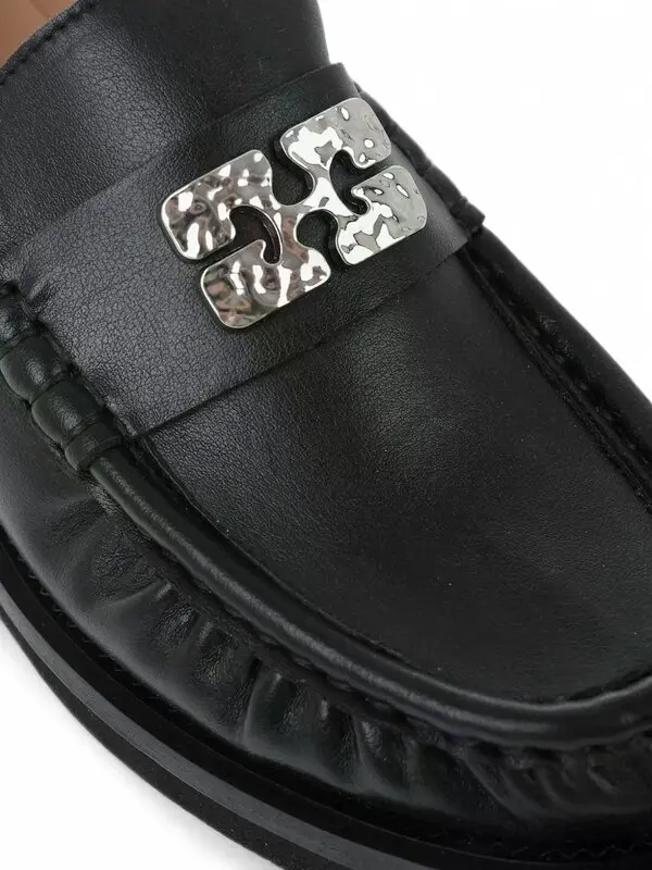 GANNI Logo-plaque Leather Loafers