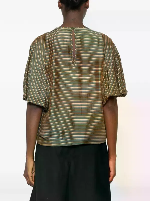 KRISTINA TI Striped Puffed-sleeve Blouse