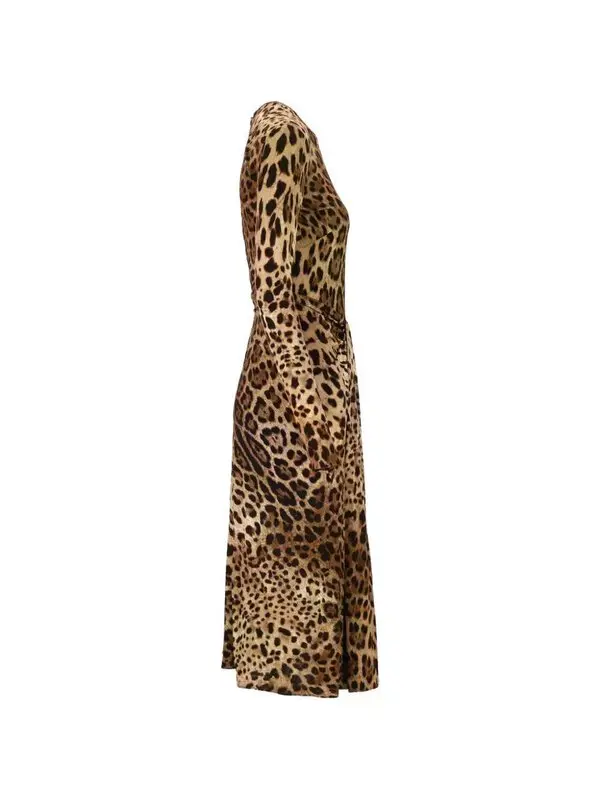 Dolce & Gabbana Leo-print Viscose Jersey Dress - Brown