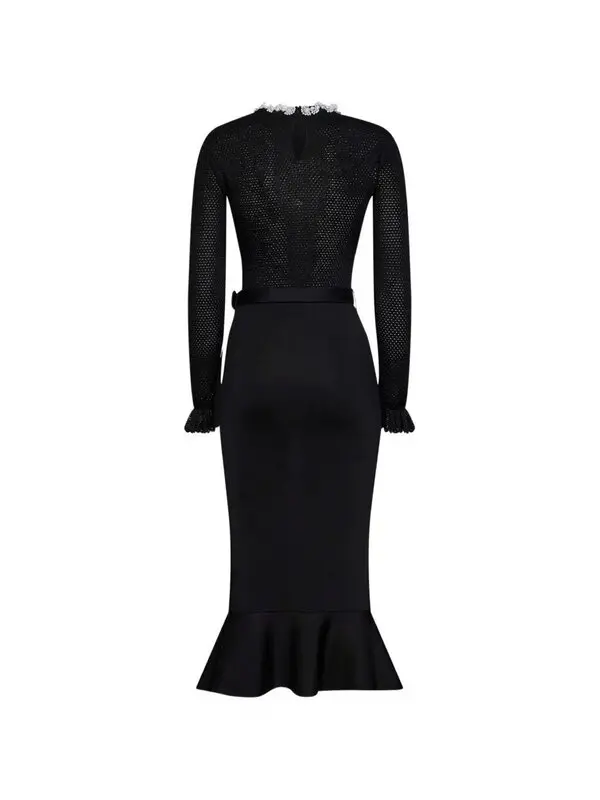 SELF-PORTRAIT Beaded-embroidery Peplum Midi Dress