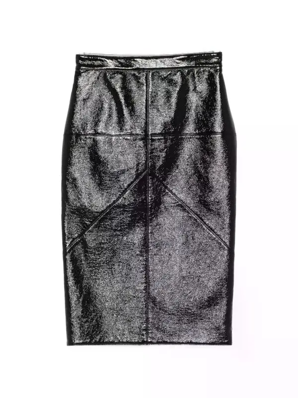 LANVIN Crinkled-finish Pencil Midi Skirt - Black